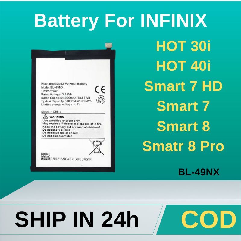 แบตเตอรี่ Infinix Hot 30i / Hot 40i Battery แบต Smart 7 / Smart 7 HD ...