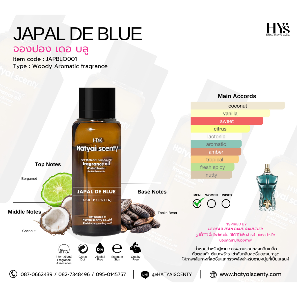 หัวเชื้อน้ำหอม กลิ่น JAPAL DE BLUE จองปอง เดอ บลู | Shopee Thailand