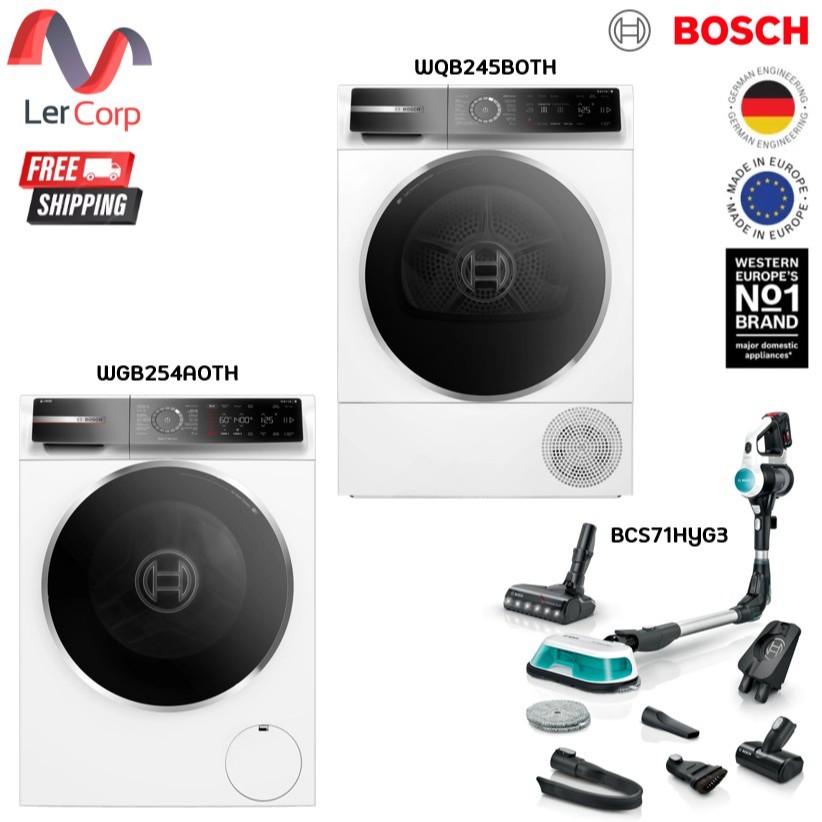 (BOSCH) เครื่องอบผ้า 9 kg รุ่น WQB245B0TH + เครื่องซักผ้า 10 kg รุ่น ...