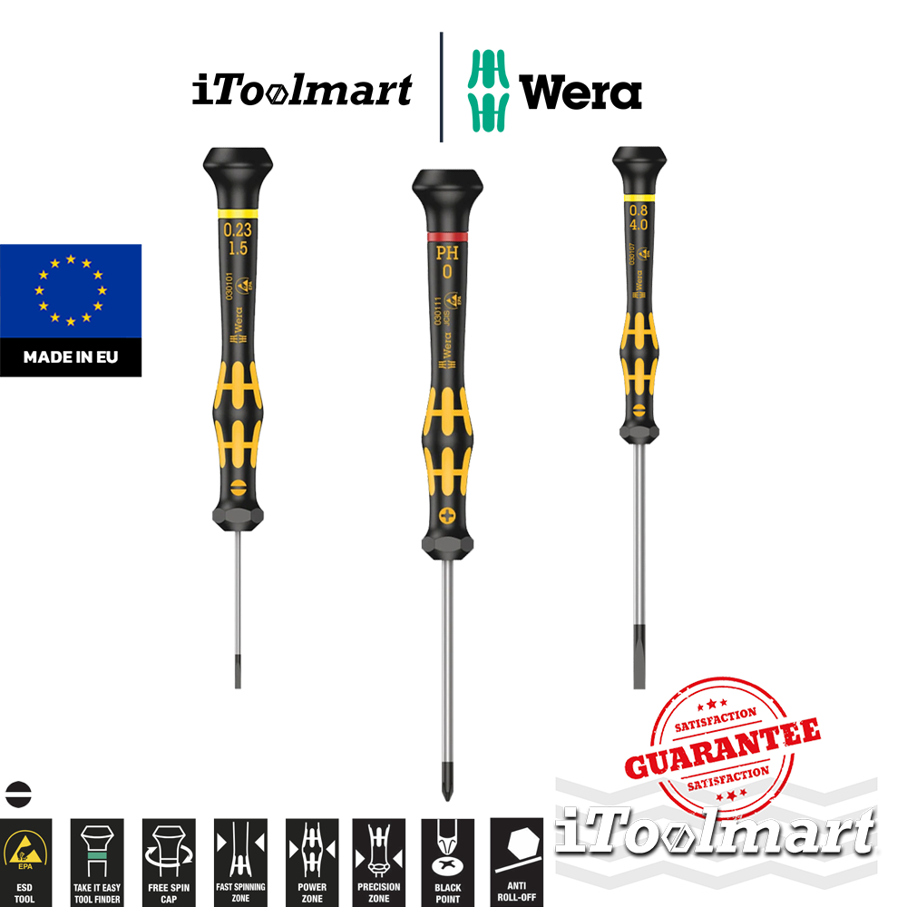 WERA ESD Kraftform Micro screwdriver ไขควงปากแฉก รุ่น 1550/ ไขควงปากแบน ...