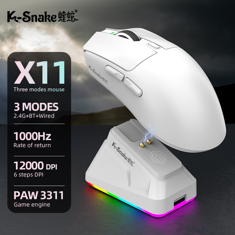 K-Snake X11 Wireless Mouse Games เมาส์ไร้สาย RGB Bluetooth/2.4G 6/DPI I ...