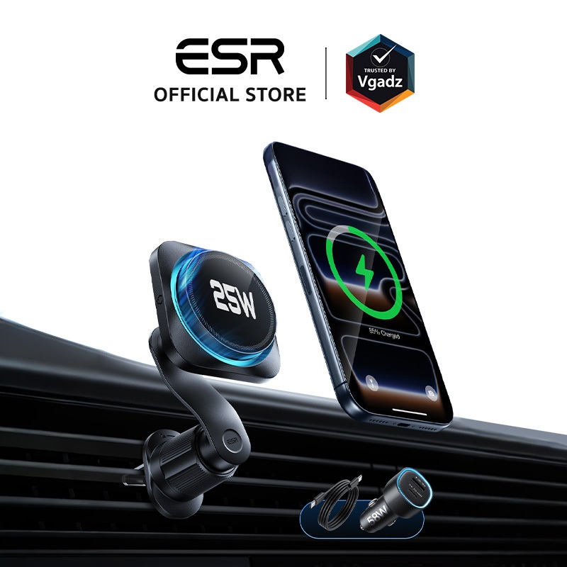 ESR แท่นชาร์จไร้สายติดช่องแอร์ในรถ รุ่น OmniLock Magnetic Car Charger ...