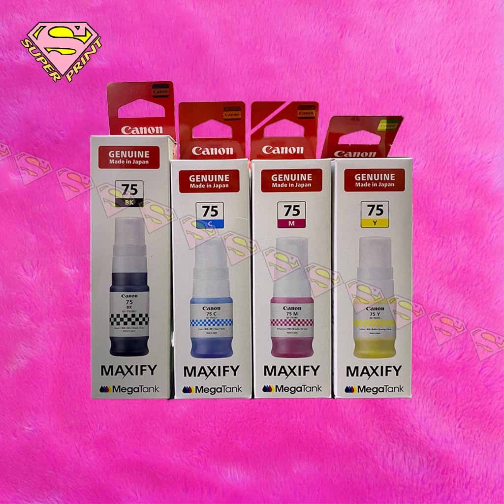 CANON GI-75 สีดำ สีฟ้า สีแดง สีเหลือง BK/C/M/Y (หมึกกันน้ำ) ใช้กับรุ่น ...
