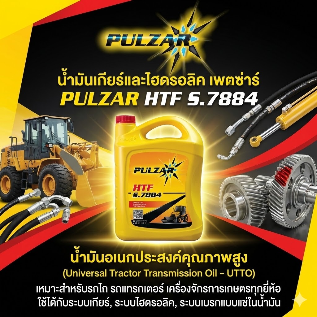 น้ำมันเกียร์ ไฮดรอลิคเพาซ่า PULZAR HTF S.7884 ขนาด 5 ลิตร สำหรับ รถไถ ...