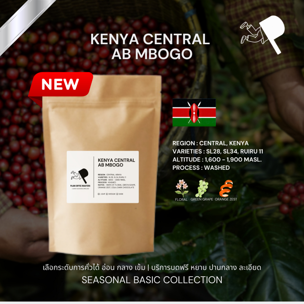 [เลือกระคั่วได้/บดฟรี] KENYA CENTRAL AB MBOGO เมล็ดกาแฟ อาราบิก้า 100% ...