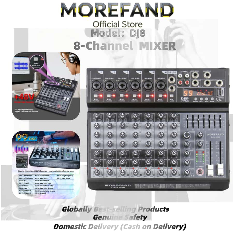 MIXER-DJ8 AUDIO MIXER มาพร้อมกับ Equalizer 99DSP Effecter รองรับการเล่น ...