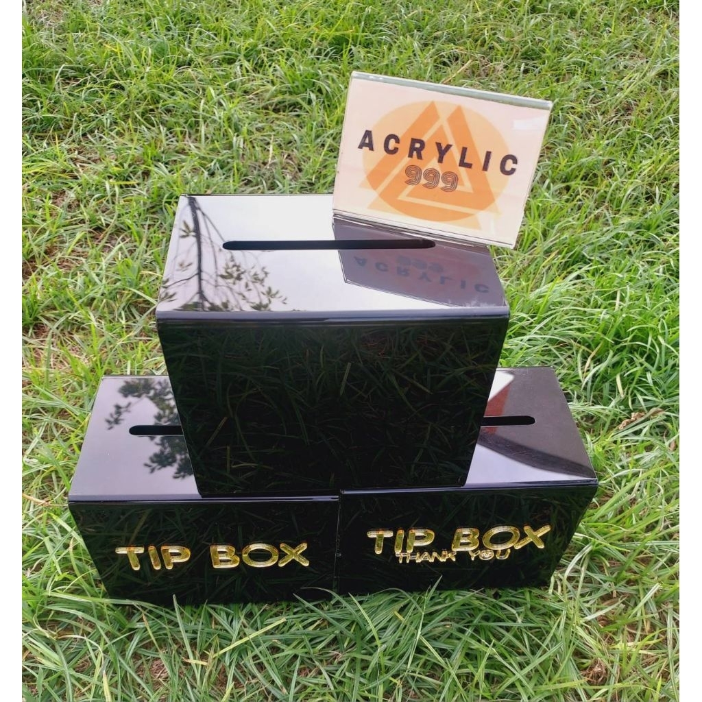 TIP BOX สีดำมี 3 แบบ อักษรสีทอง แผ่นหนา 3 มิล กล่องอะคริลิค tip box ทำ ...