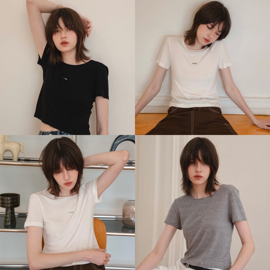 CHUUCHOP - (S-2XL) Sheer Short Sleeve Top เสื้อแขนสั้นปักโลโก้ (C8430 ...