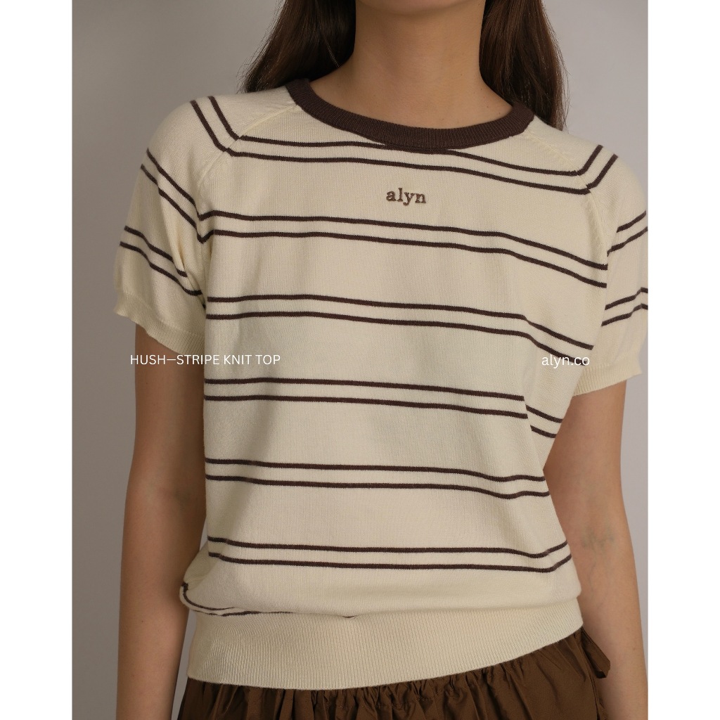 AYLN HUSH — STRIPE KNIT TOP | Shopee Thailand