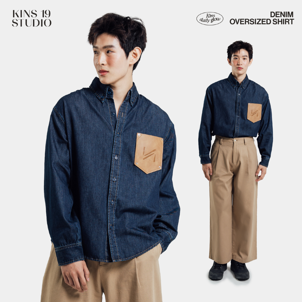 KINS 19 STUDIO | DENIM OVERSIZED SHIRT เสื้อเชิ้ตยีนส์คินส์ [KN324 ...
