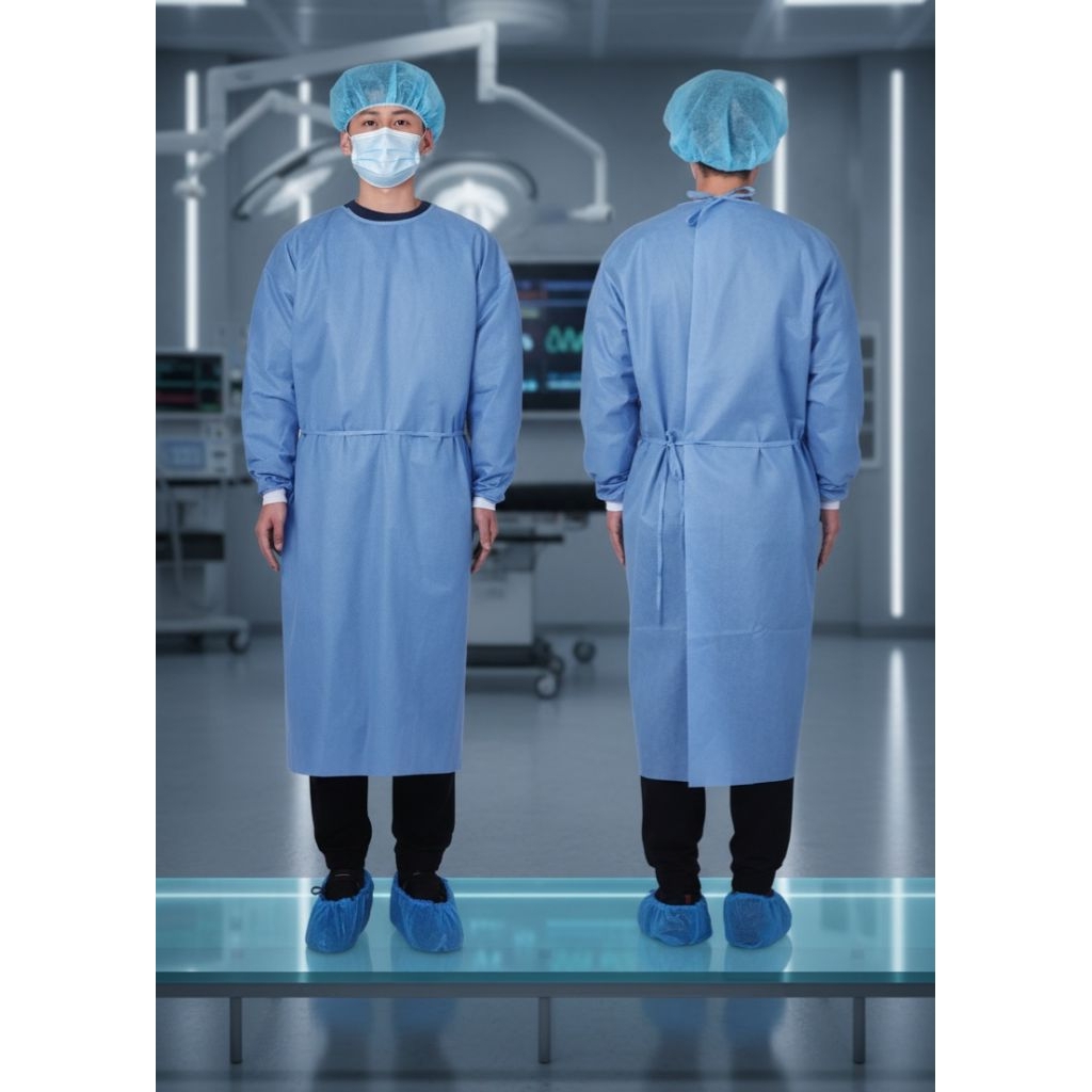 Isolation gown(ปลีก 2 ชุด)ป้องกันเชื้อโรคใช้แล้วทิ้ง ชุดกาวน์ เกรด รพ ...