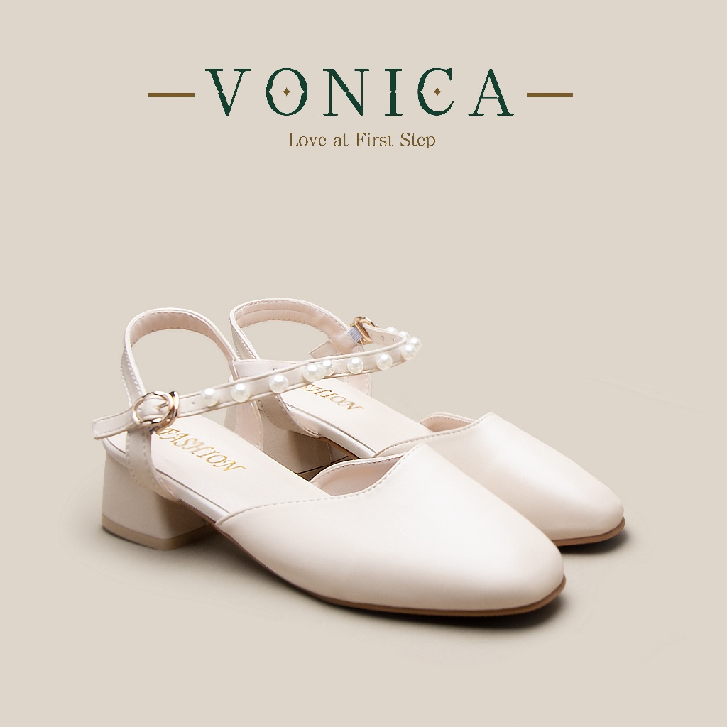 VONICA รองเท้าแตะสตรีสไตล์เกาหลี สีเบจ ส้นเตี้ย สวมใส่สบาย | Shopee ...