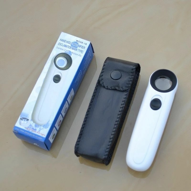 Mg6b-1b 40 ครั้งไฟ LED มือถือ HD แว่นขยายแว่นขยายเครื่องประดับ Loupe ...