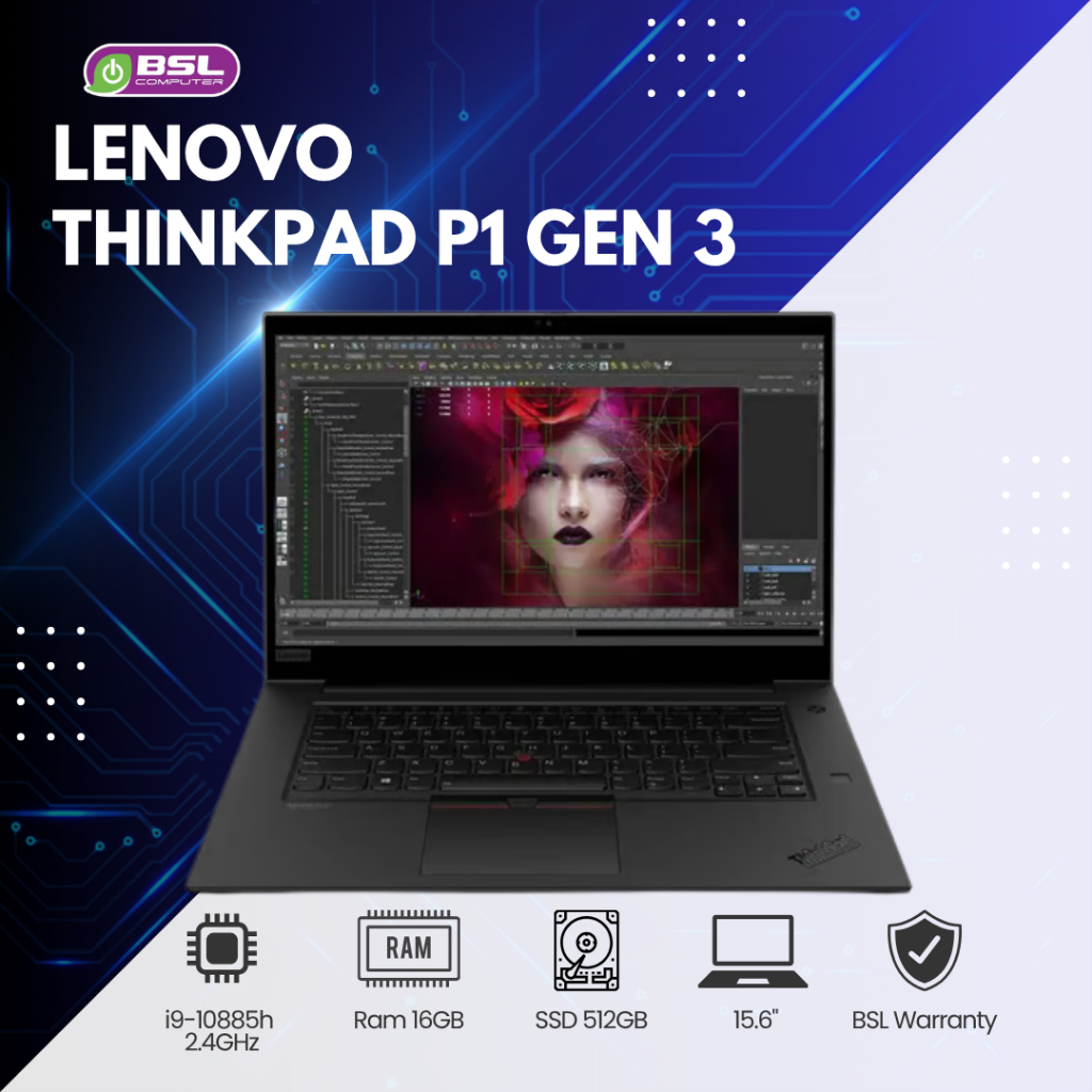 🔥ของมันต้องมี! Lenovo ThinkPad P1 Gen3 i9 Gen10 / RAM 16GB / SSD 512GB ...