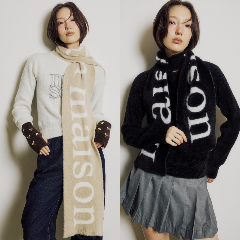 maison KEEPS | maison Logo Knitted Scarf | ผ้าพันคอ | Shopee Thailand