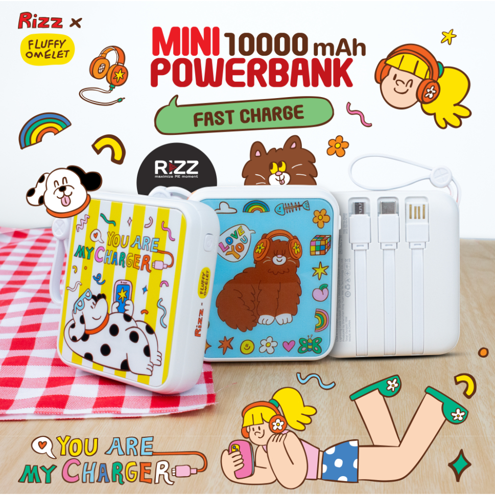 [Official] Rizz Fluffy พาวเวอร์แบงค์พกพา mini powerbank แบตสำรอง 10,000 ...