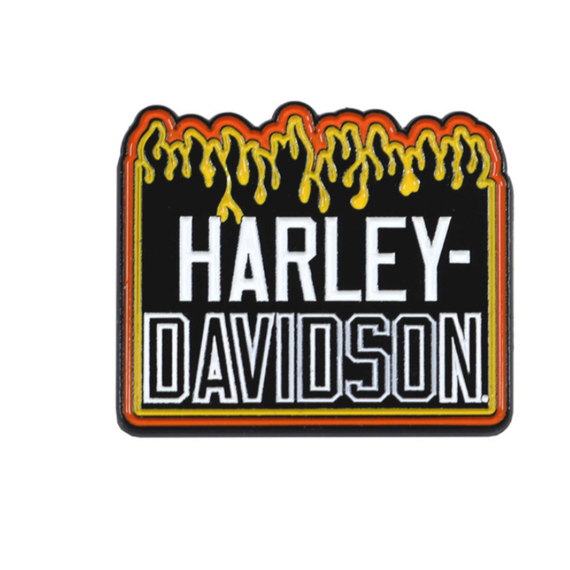 เข็มกลัด Harley-Davidson 1.5 inch. Fiery Flame On Metal H-D Pin, Black ...