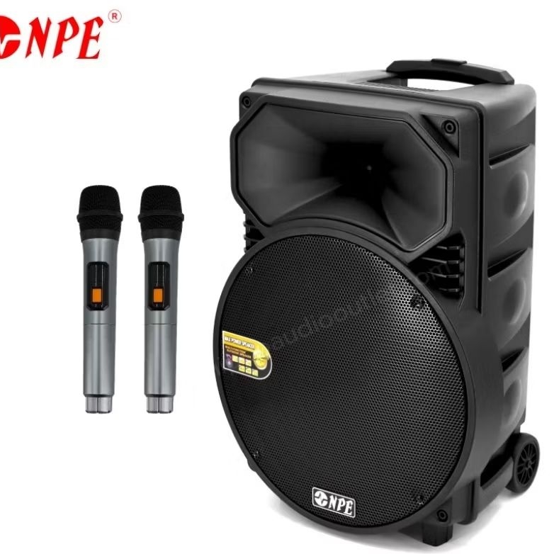 NPE TB-15BAT ลำโพงล้อลาก 15นิ้ว ตู้ลำโพงมีแอมป์ BLUETOOTH USB FM RECORD ...