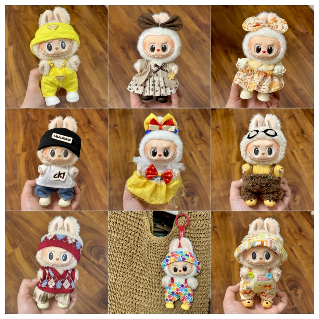 17 cm Labubu doll fashionable and cute clothing set (casual sport ...