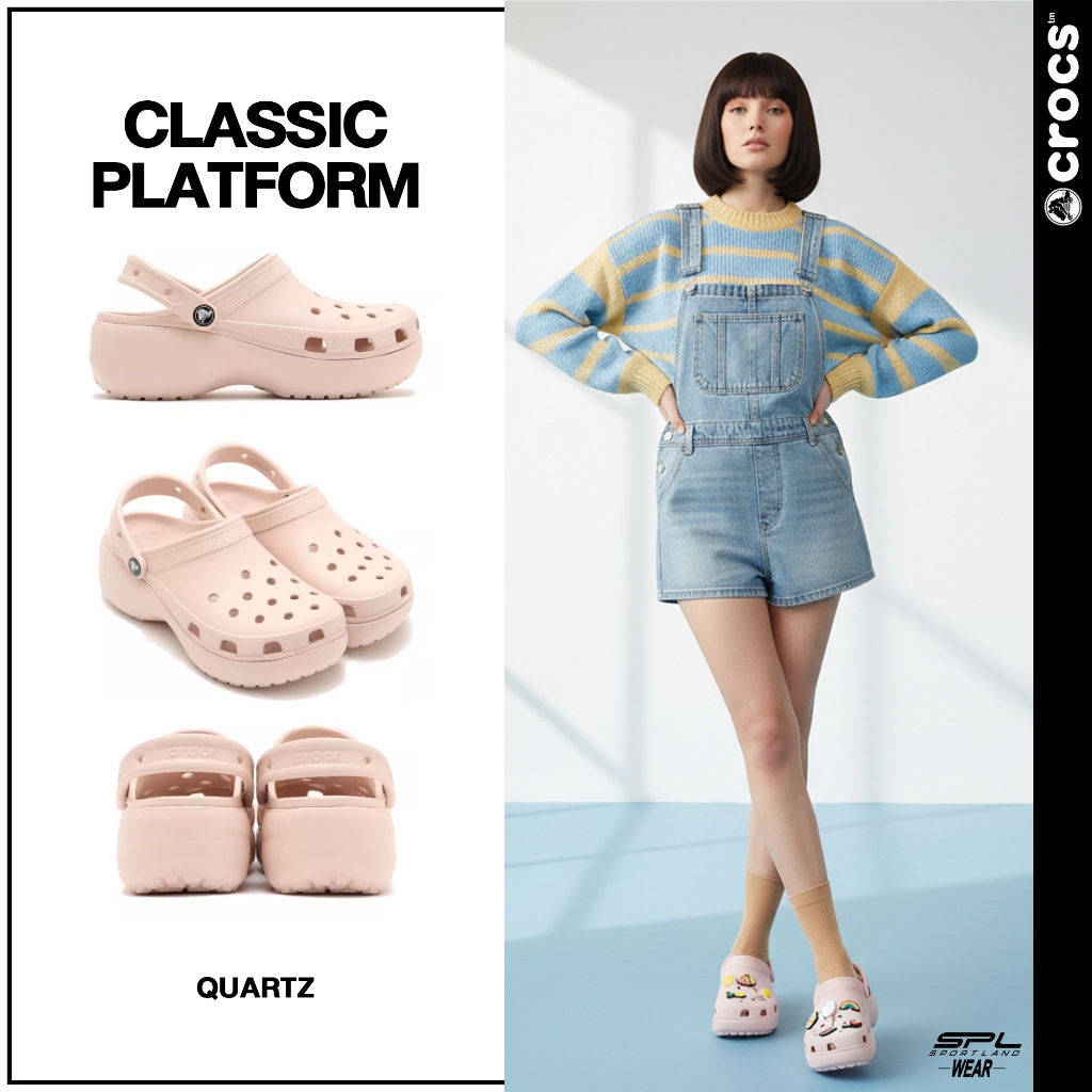 Crocs รองเท้าแตะ รองเท้าแฟชั่น CR W Classic Platform Clog 206750-6UR ...
