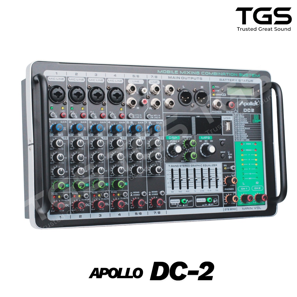เพาเวอร์มิกเซอร์ APOLLO DC-2 มีแบตในตัว ต่อแบตรถได้ | Shopee Thailand
