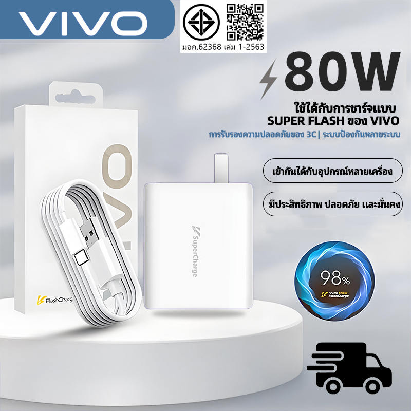 Vivo 80W Flash Charge Charger [Type-C หัว+6Aสาย] ชุดชาร์จเร็วVivo 80W ...