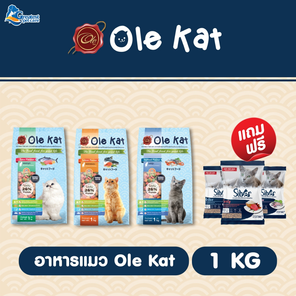 Ole Kat 3 Shape 1 Kg.[ แถมฟรี Tester Silver 3 ซอง ] รสแซลมอน ขนาด 1 KG ...