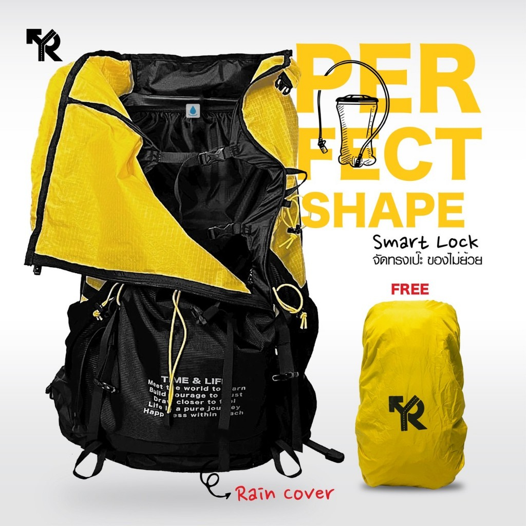 ️Yellow Route RAVEN 50 เดินป่าขนาด 50+5 ลิตร Unisex ใส่ได้ทั้งผู้หญิง ...