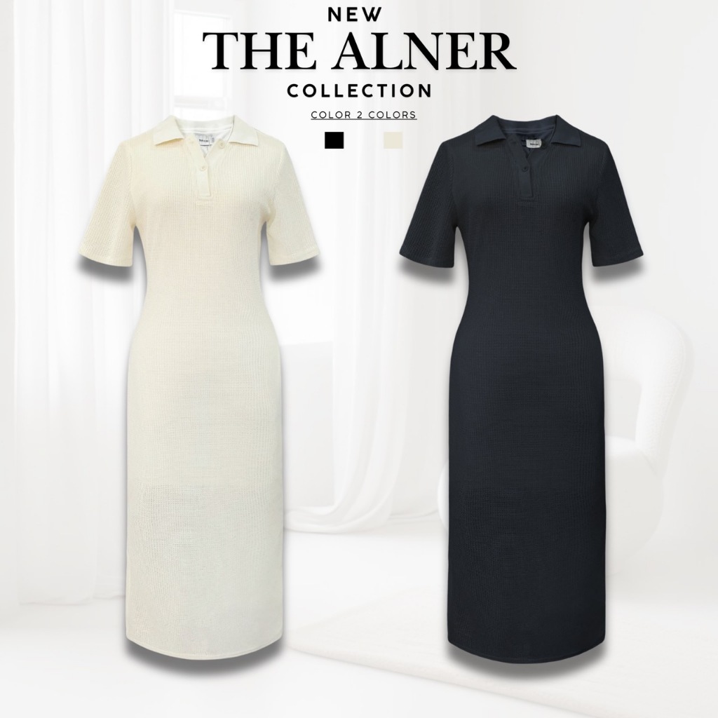 Thealner-AN783 (เดรสยาวคอปกแขนสั้น) | Shopee Thailand