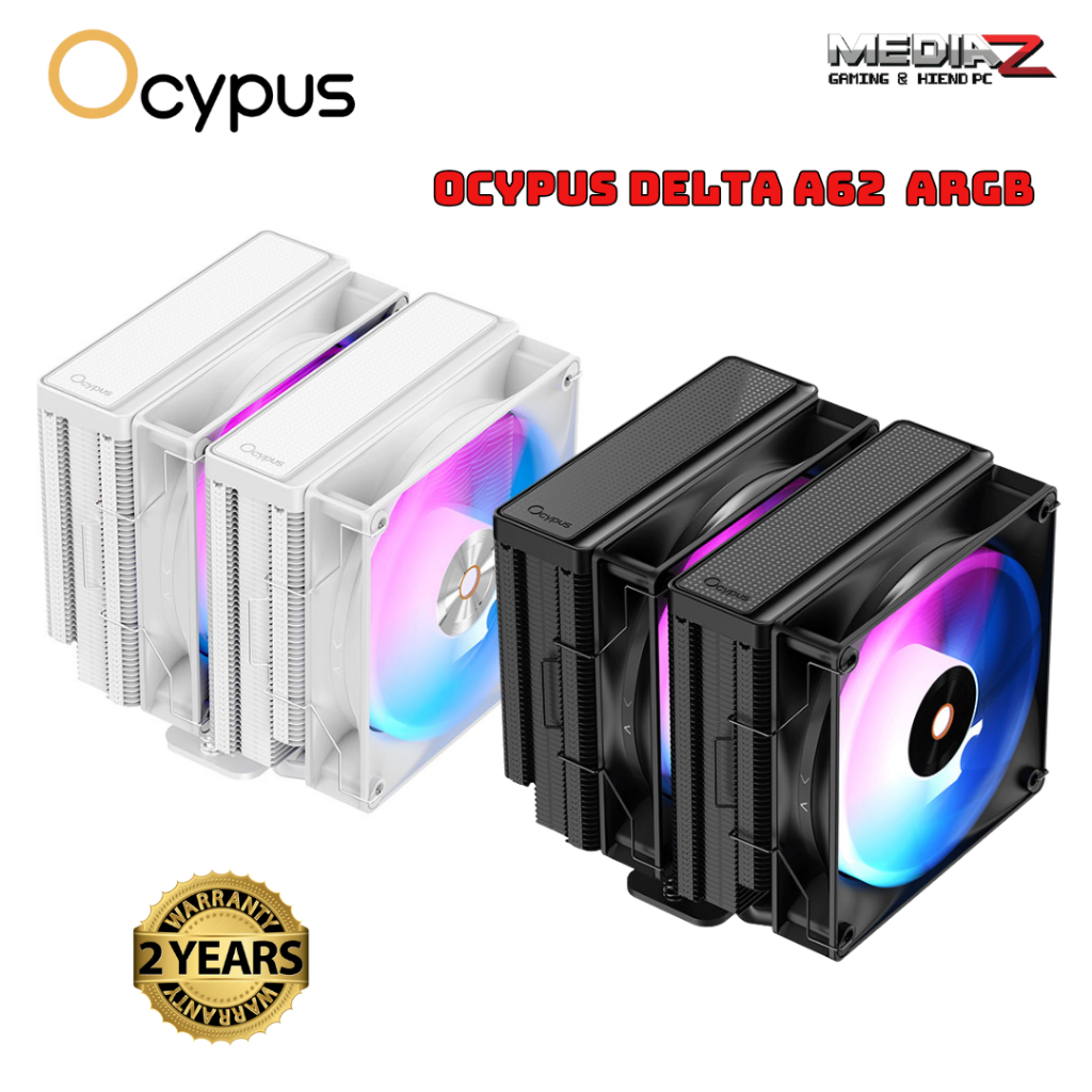 OCYPUS DELTA A62 BLACK - WHITE ARGB (CPU AIR COOLER / ชุดลมระบายความ ...