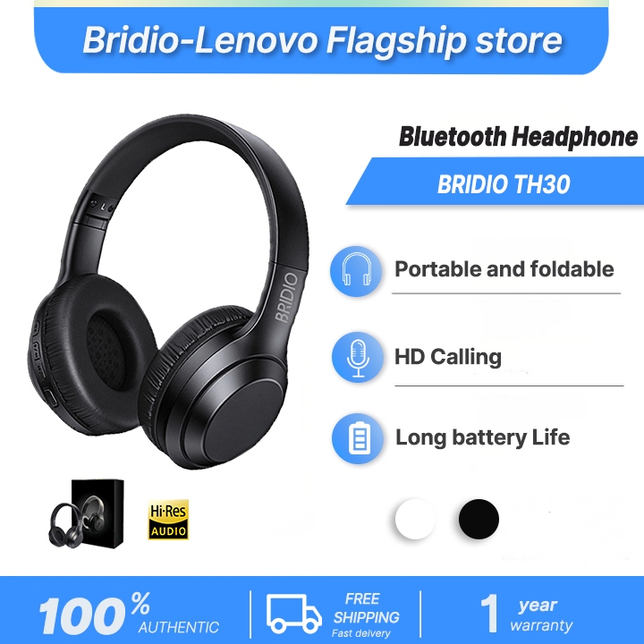 【จัดส่งเฉพาะจุด】Lenovo BRIDIO TH30 หูฟังบลูทูธ หูฟังตัดเสียงรบกวน ความ ...