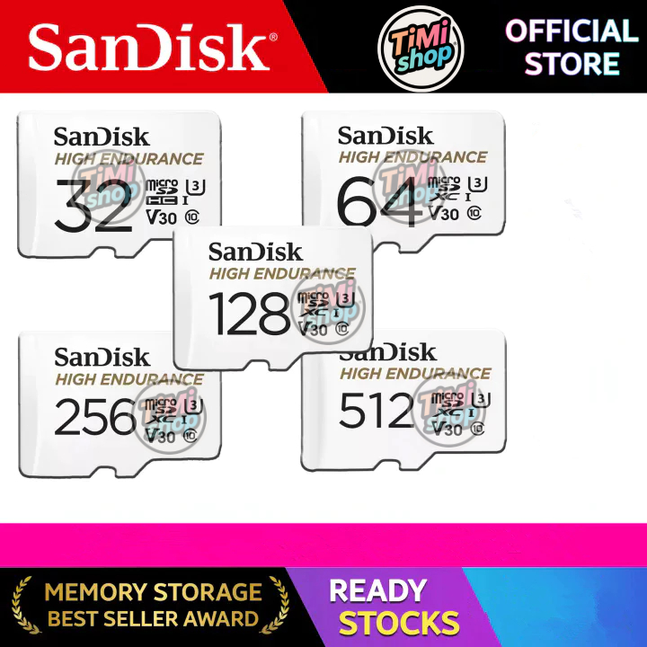 SANDISK Micro SD card High Endurance 32GB/64GB/128GB/256GB/512GB (100MB ...