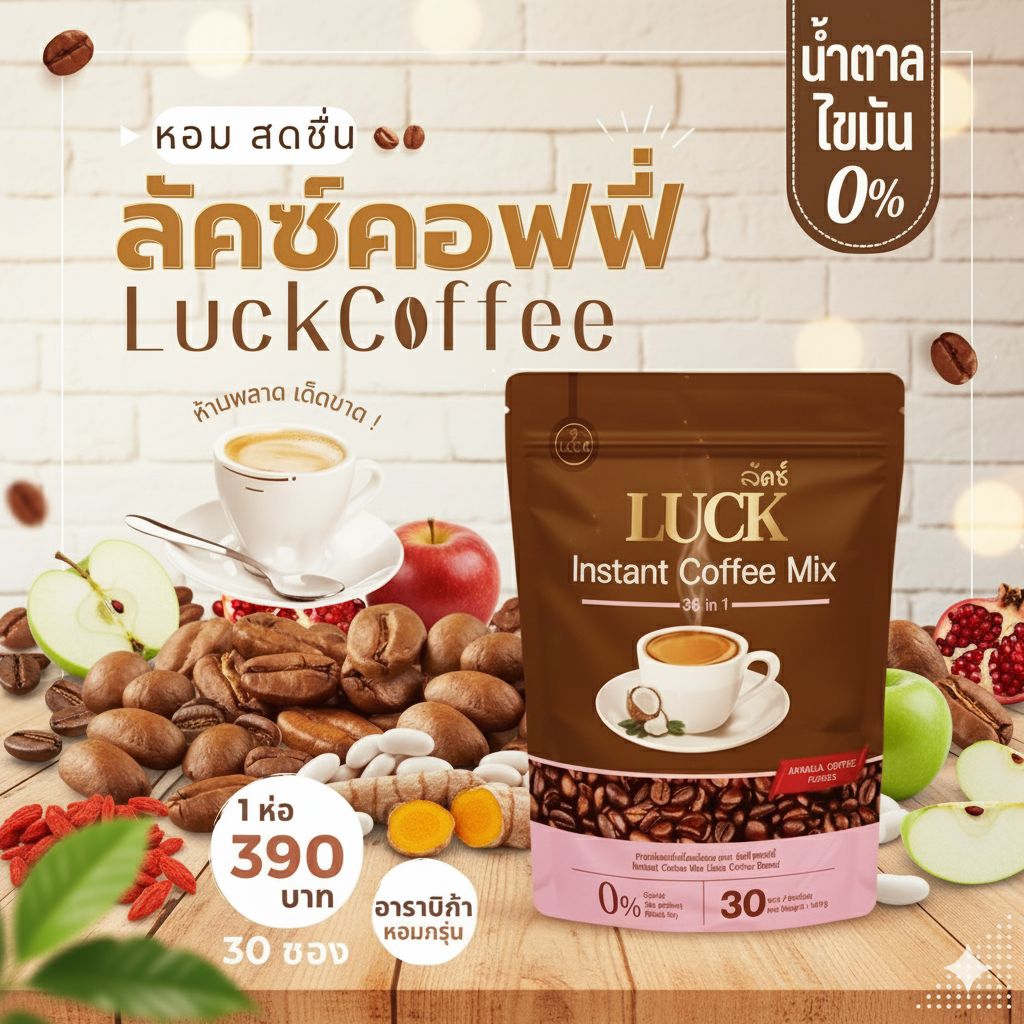 กาแฟลัคซ์ Luck coffee กาแฟเพื่อสุภาพ 3 in 1( 1 ห่อ มี 30 ซอง ) | Shopee ...