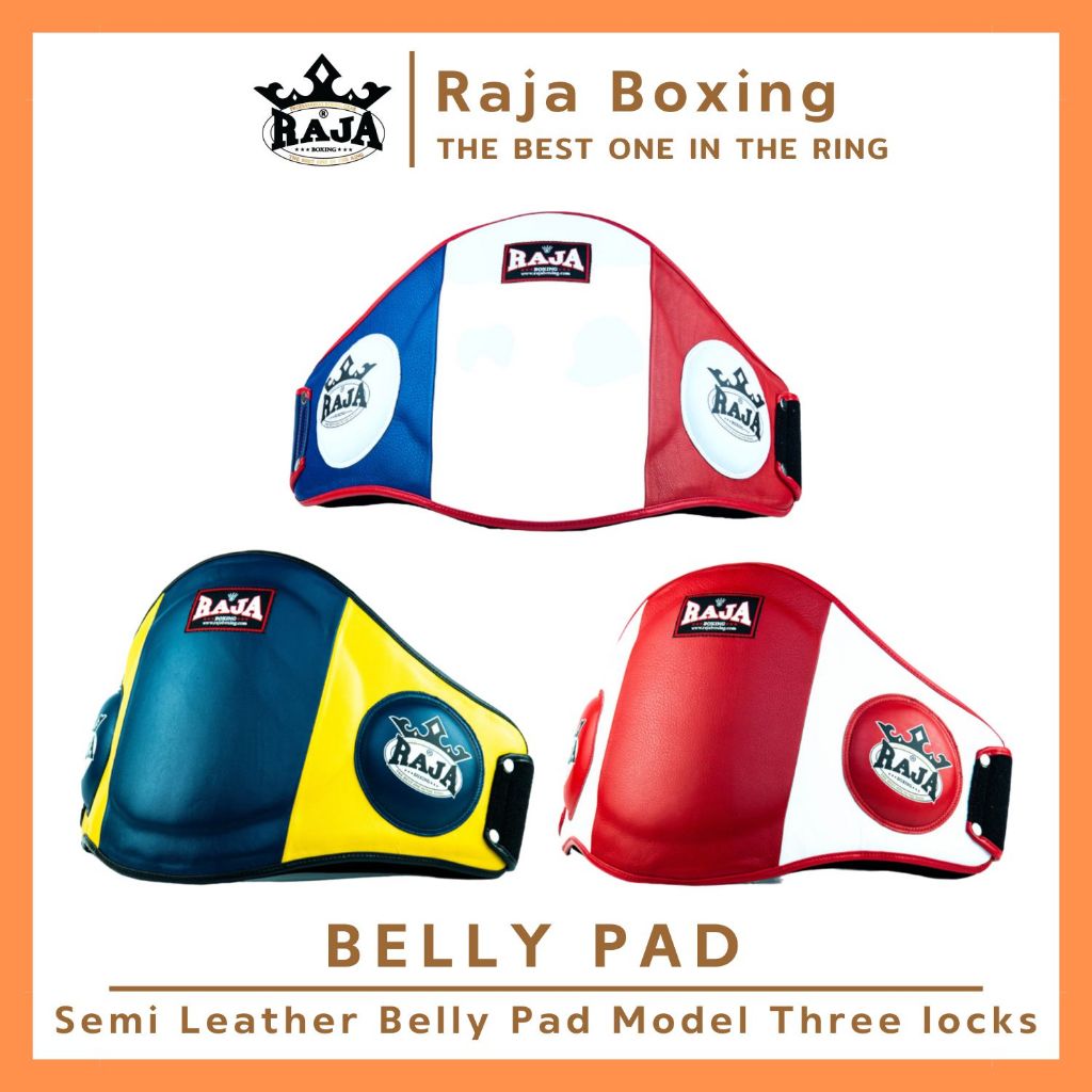 เป้าท้อง เป้าป้องกันหน้าท้อง Raja Boxing Belly Pad Model Three Locks (หนังไมโครไฟเบอร์แท้ 100% ...