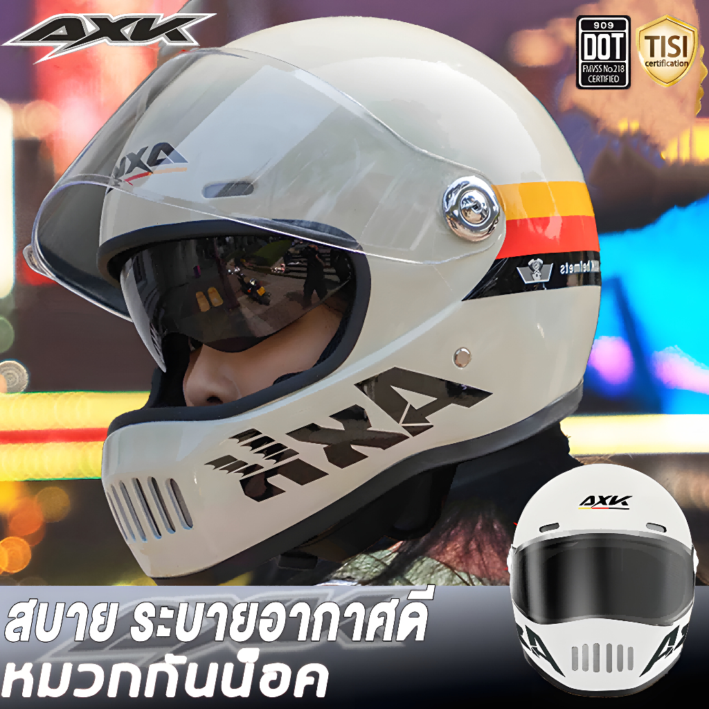 2025! AXK หมวกกันน๊อค หมวกกันน็อค เต็มใบ หมอกกันน็อค HD เลนส์คู่ ทนต่อ ...
