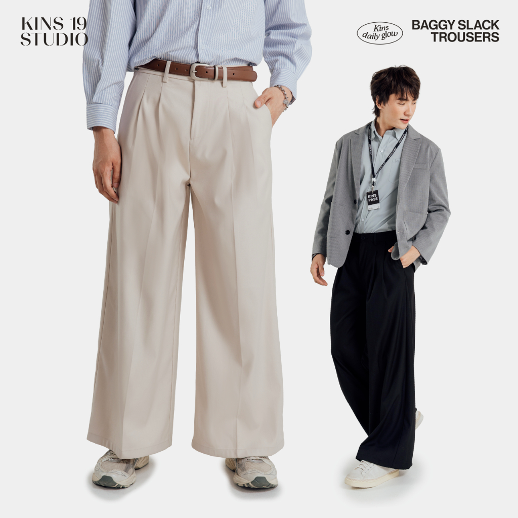 KINS 19 STUDIO | BAGGY SLACK TROUSERS กางเกงขากระบอกคินส์ [KN228 ...