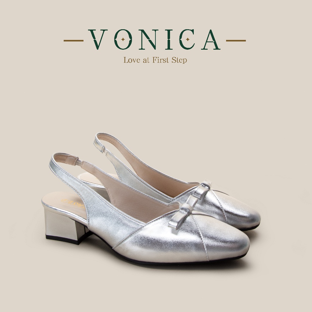 VONICA รองเท้าออฟฟิศสตรี ดีไซน์คลาสสิก Mary Jane สีซิลเวอร์ มาดูเท่ ...