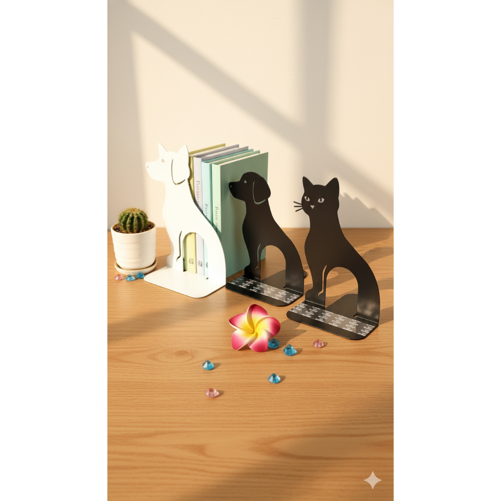 เหล็กกั้นหนังสือแฟนซี Robin Bookend รูปน้องหมา-น้องแมว (แพ็คคู่ ...