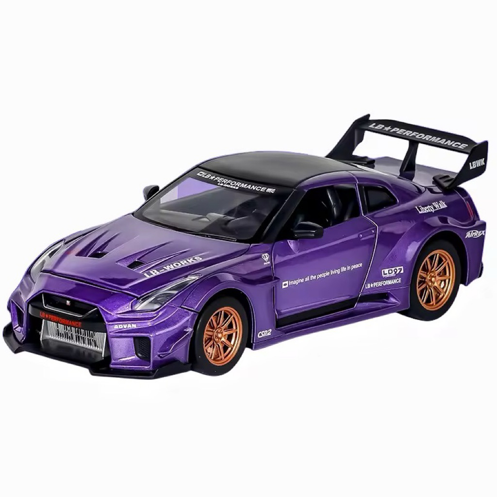 รถ Nissan GTR-R35 CSR2 (งานเหล็กไม่มีกล่อง)สเกล1:24มีเสียงมีไฟประตูเปิด ...