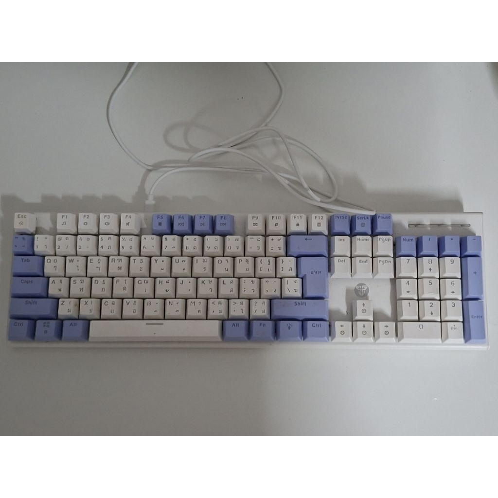 Keyboard Fantech ATOM104 MK889 Gaming RGB สีขาว มือสองสภาพสวยสไตล์มินิ ...