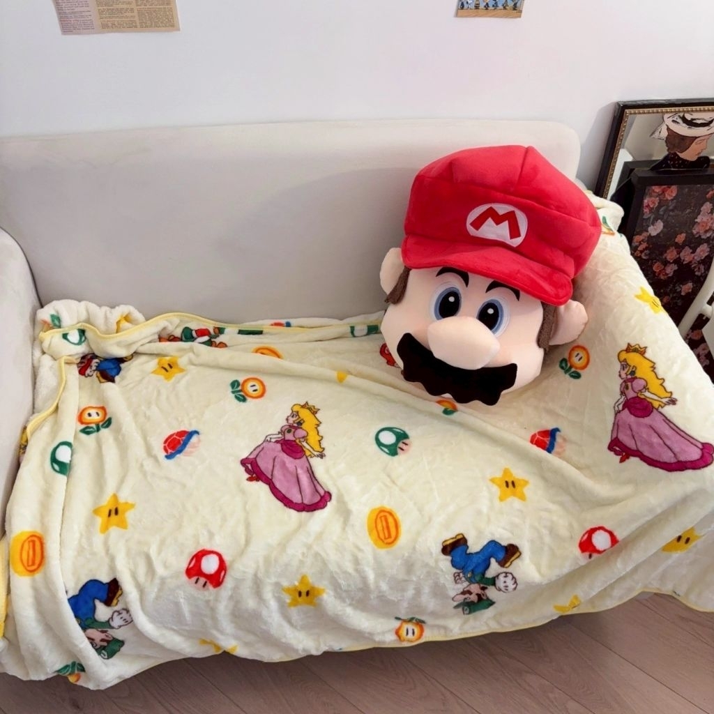 หมอนผ้าห่ม หัวตุ๊กตา Mario : Mario Pillow Blanket | Shopee Thailand