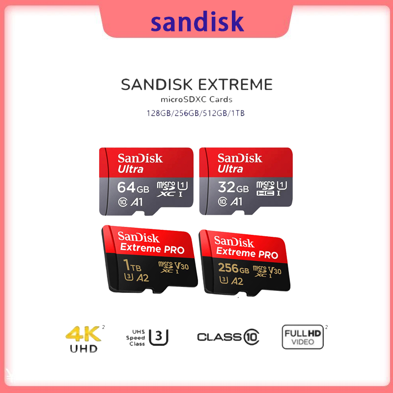 การ์ดหน่วยความจํา SanDisk Ultra / Extreme / Extreme Pro microSD พร้อมอะ ...