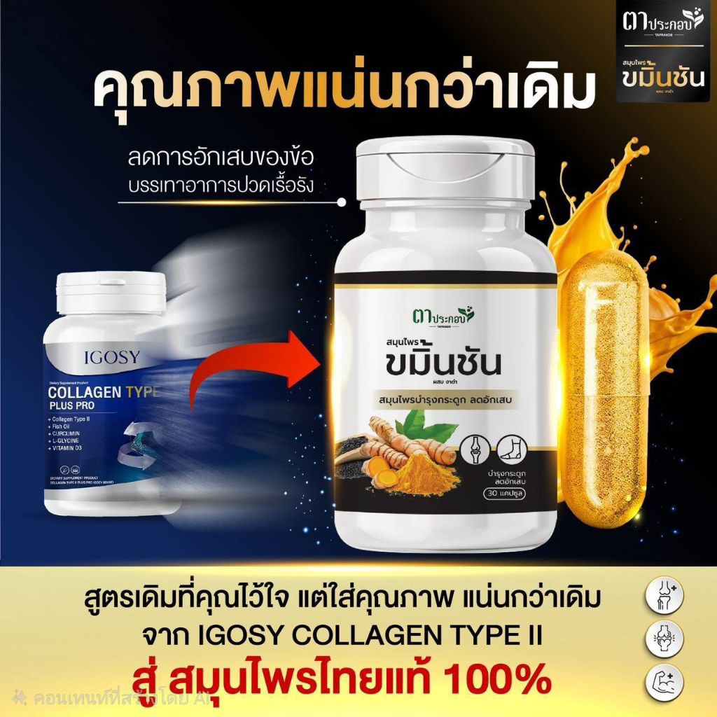สูตใหม่ ขมิ้นชั้น l Gosy Collagen Type ll บำรุงเพื่อสุขภาพ(30เม็ด ...