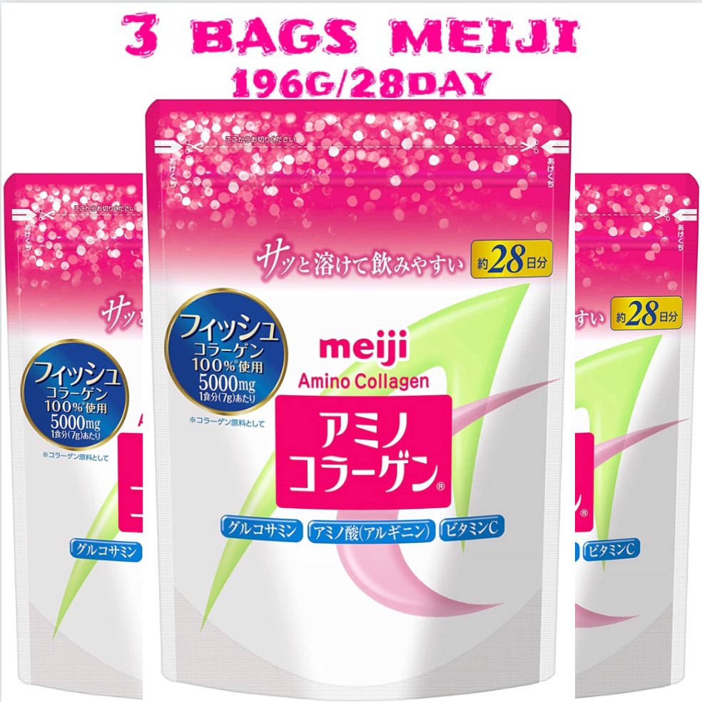 💕EXP:2027💕3 Bags Meiji Amino Collagen(เมจิ อะมิโน คอลลาเจน) Meiji Amino ...
