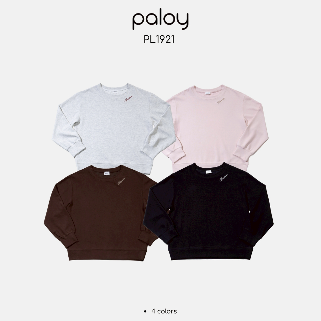 Paloy - PL1921 เสื้อสเวตเตอร์แขนยาวปาดไหล่ปัก Paloy studio | Shopee ...