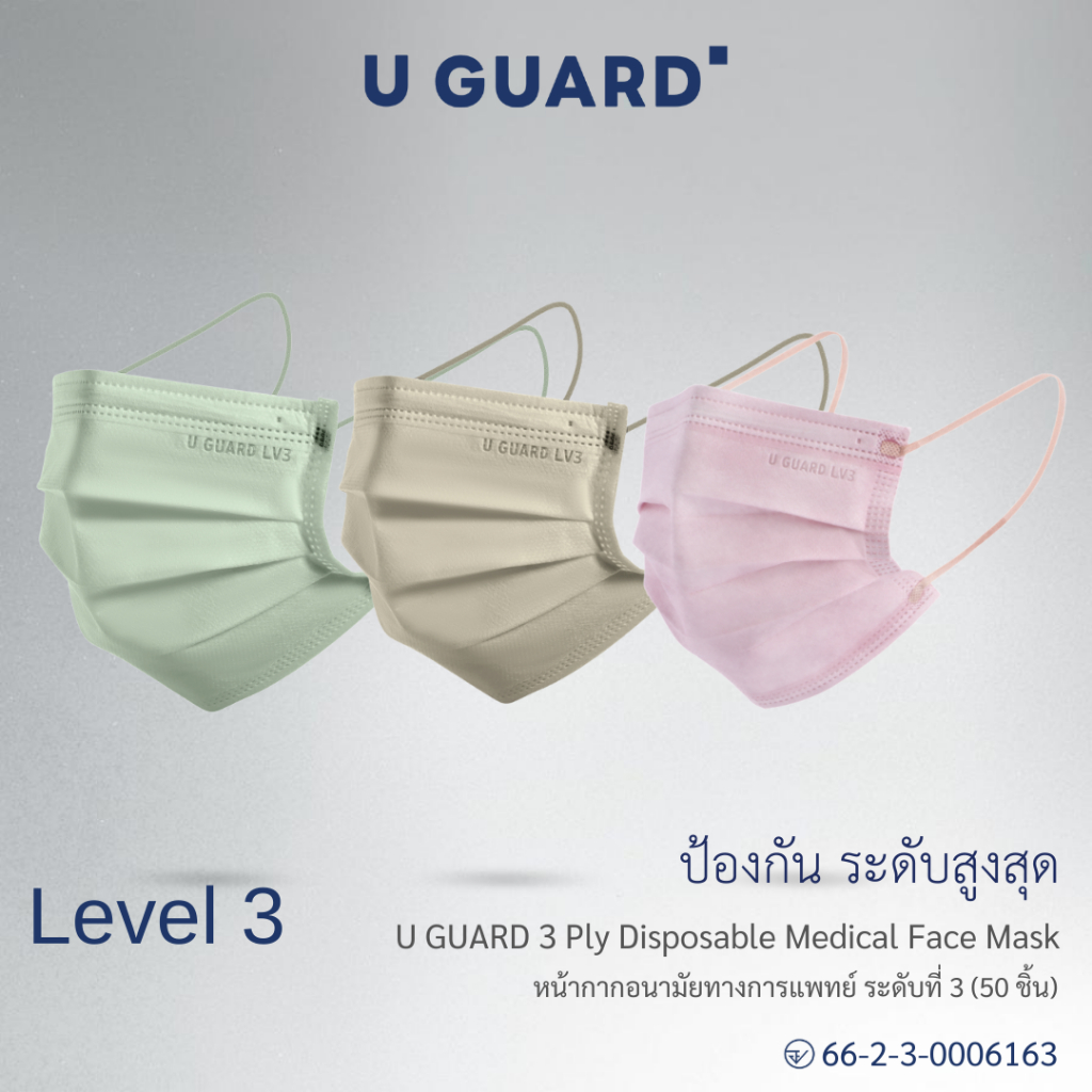 U GUARD Medical Face Mask หน้ากากอนามัยทางการแพทย์ Level 3 เขียวมิ้น ...