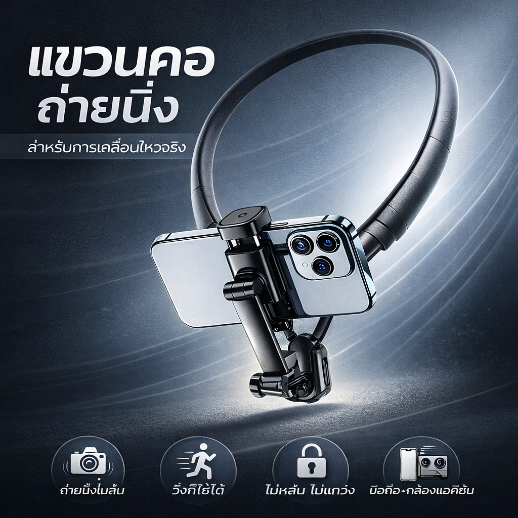 u shape phone holder มือว่าง ถ่าย Vlog / TikTok พร้อมไฟ LED เสริม ปรับ ...