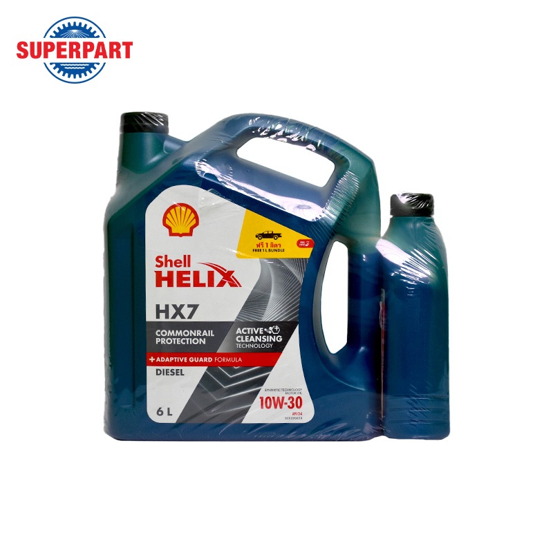 น้ำมันเครื่องดีเซลกึ่งสังเคราะห์ SHELL HELIX DIESEL HX7 (10W-30) 6L แถม ...