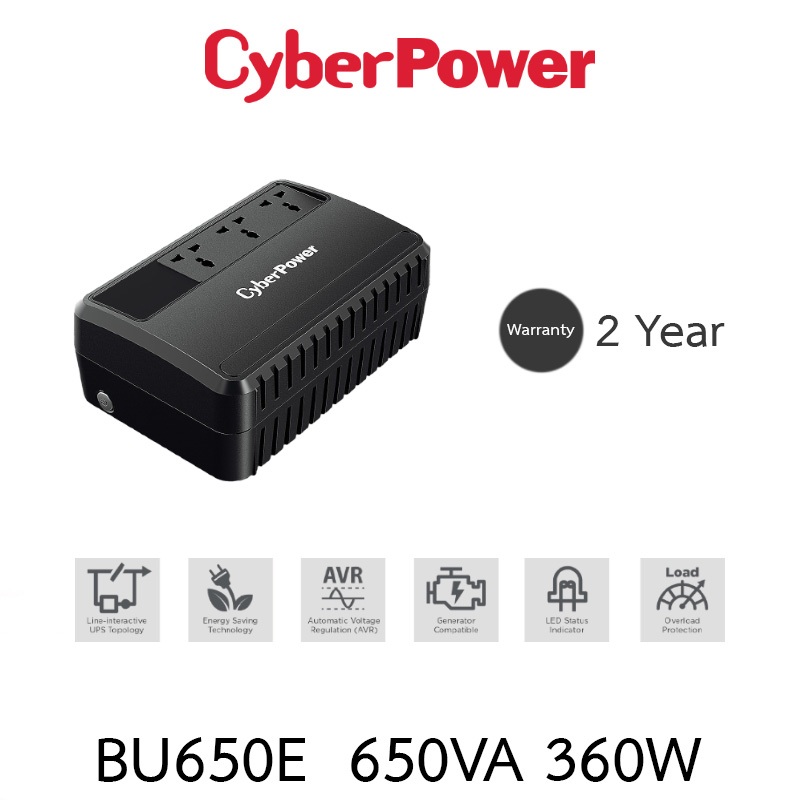 Cyberpower เครื่องสำรองไฟ UPS Systems รุ่น BU650E 650VA 360W | Shopee ...