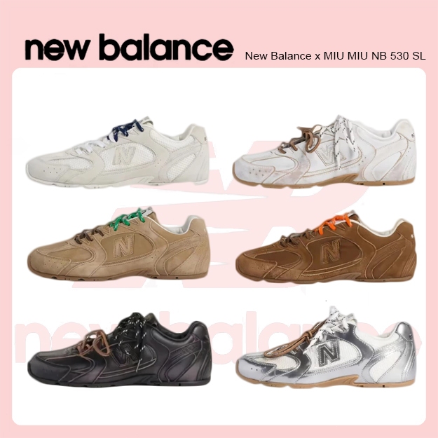 【ของแท้ 100%】New Balance x MIU MIU NB 530 SL รองเท้าผ้าใบส้นแบน สำหรับ ...